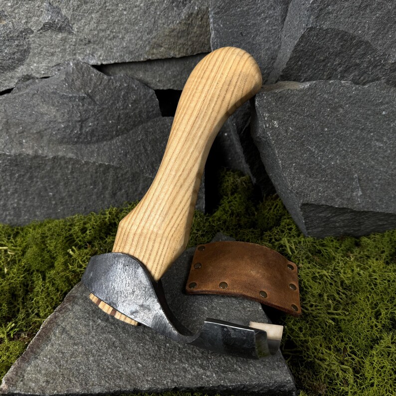 Curved Adze With Leather Case. Wood Carving Tool. Camping Axe ...