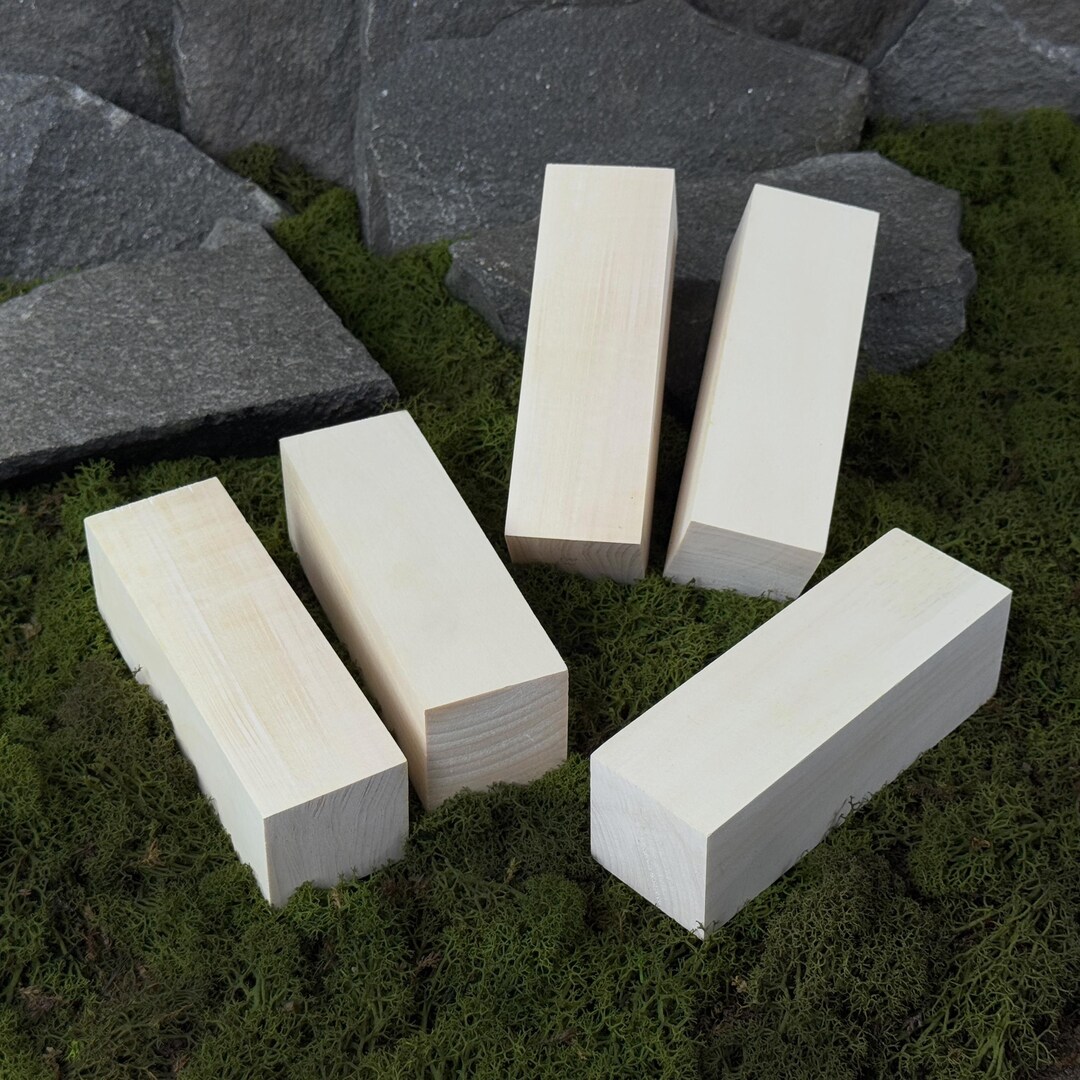 Set of 5 Basswood Blocks for Carving. Wood Blanks 15x5x5 Cm. Soft ...