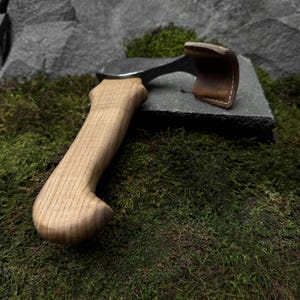 Curved Adze With Leather Case. Wood Carving Tool. Camping Axe ...
