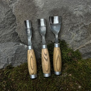 Set of 3 Bent Gouge With Leather Case. Spoon Carving Tools. Woodworking ...