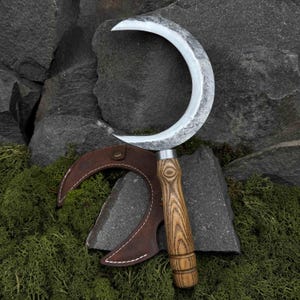 Harvesting Sickle With Leather Case. Forged Carbon Steel 52100 Crescent ...