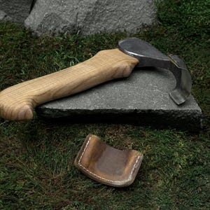Curved Adze With Leather Case. Wood Carving Tool. Camping Axe ...