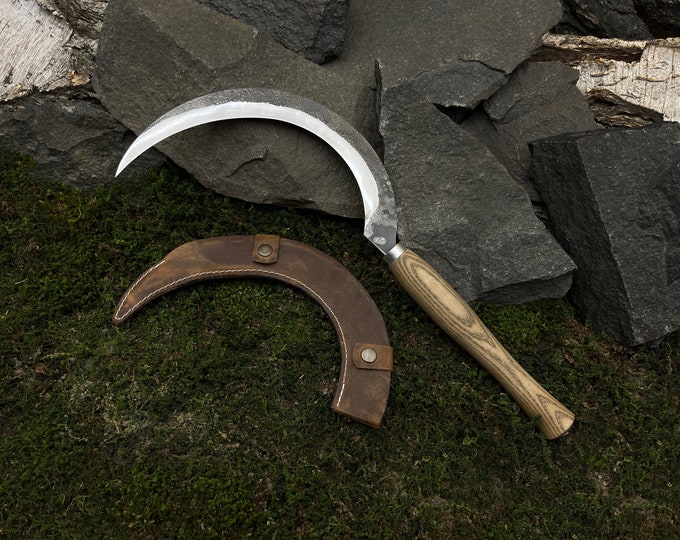 Big Sickle. Garden Tool. Sickle for Efficient Crop Harvesting and Garden Overgrowth. Forged ...