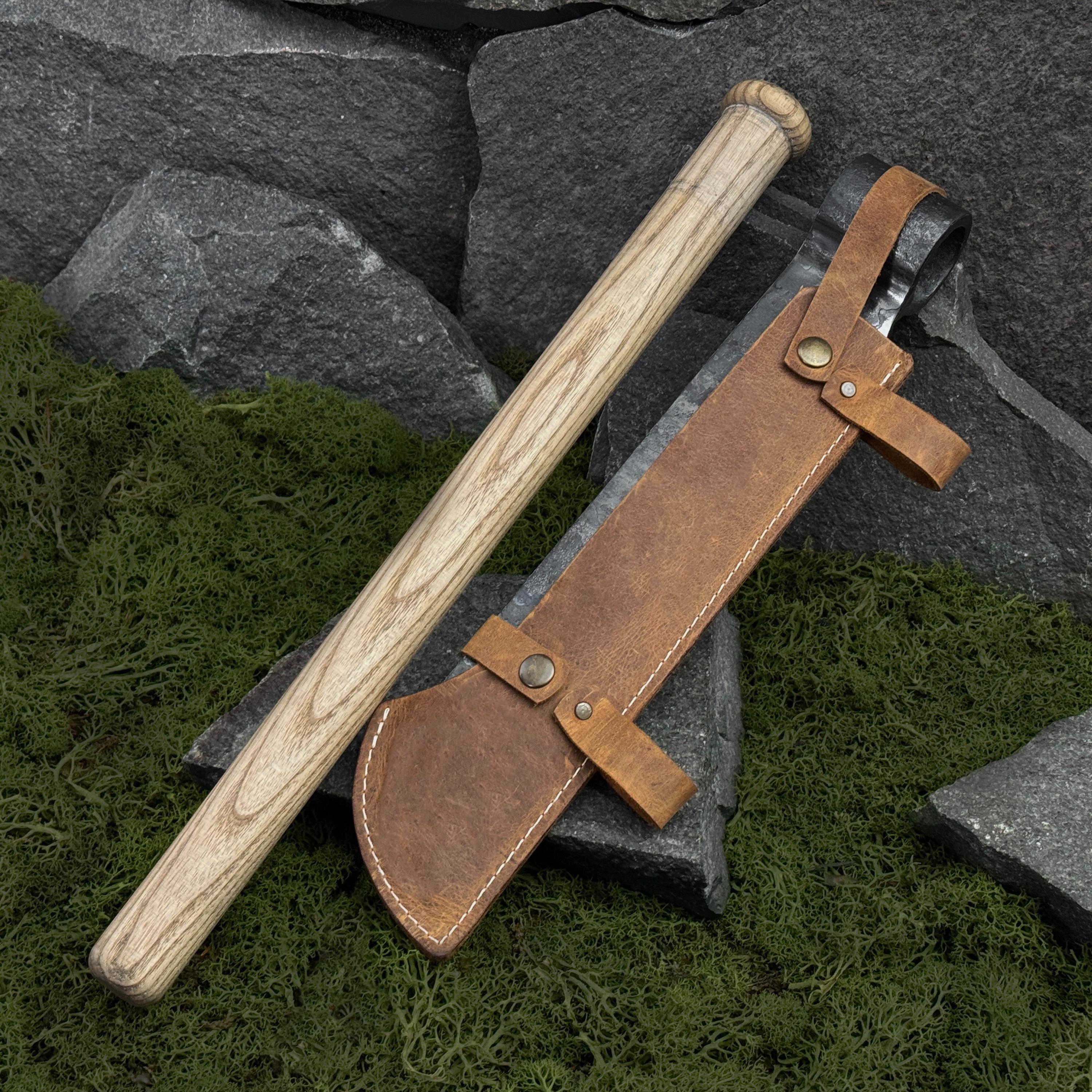 Hand Forged Froe, Wood Splitting Tool With Leather Case, Carbon Steel ...