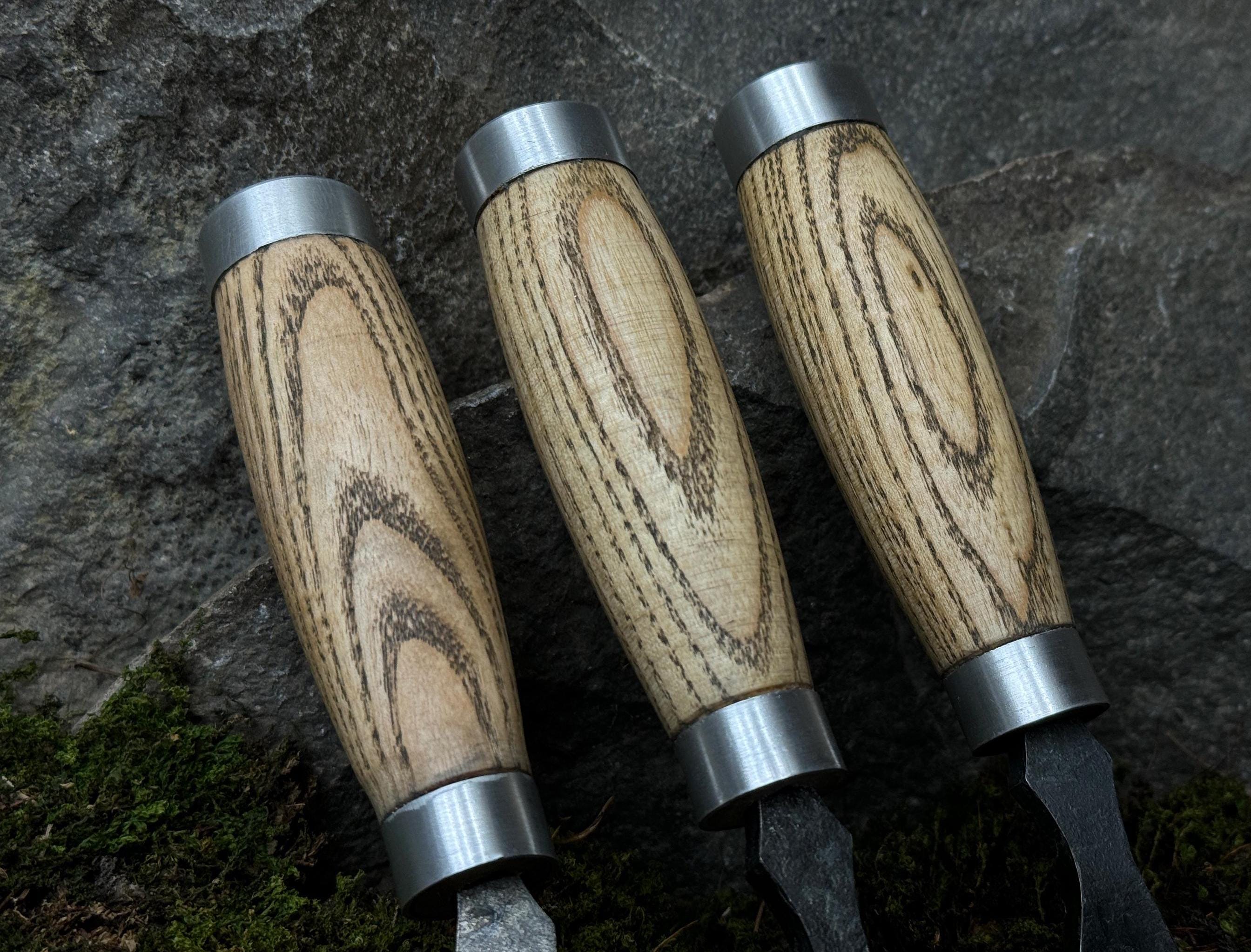 Set of 3 Bent Gouge With Leather Case. Spoon Carving Tools. Woodworking ...
