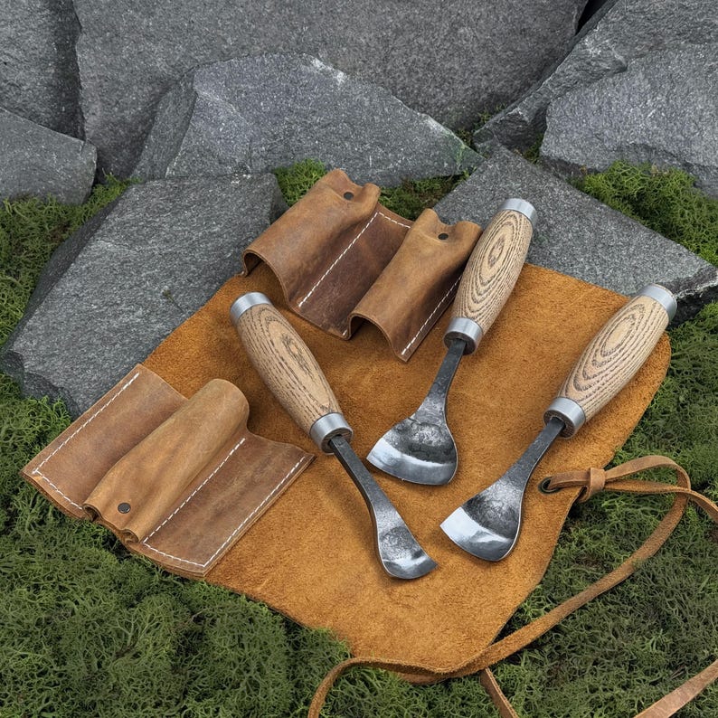 Spoon Gouges With Leather Case. Wood Carving. Curved Gouges for Carving ...