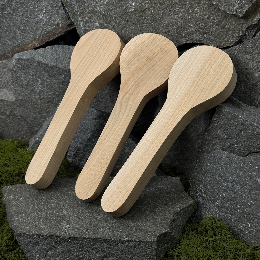 Set of 3 Cherry Wood Spoon Carving Blanks. Hardwood Blocks 20.5x6.5x2 ...