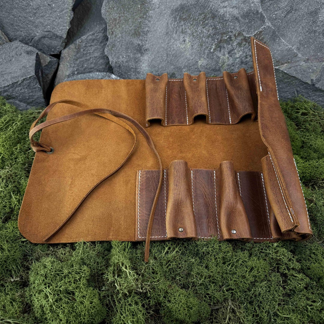Leather Tool Roll. Leather Case for Wood Carving Tools, Bushcraft ...