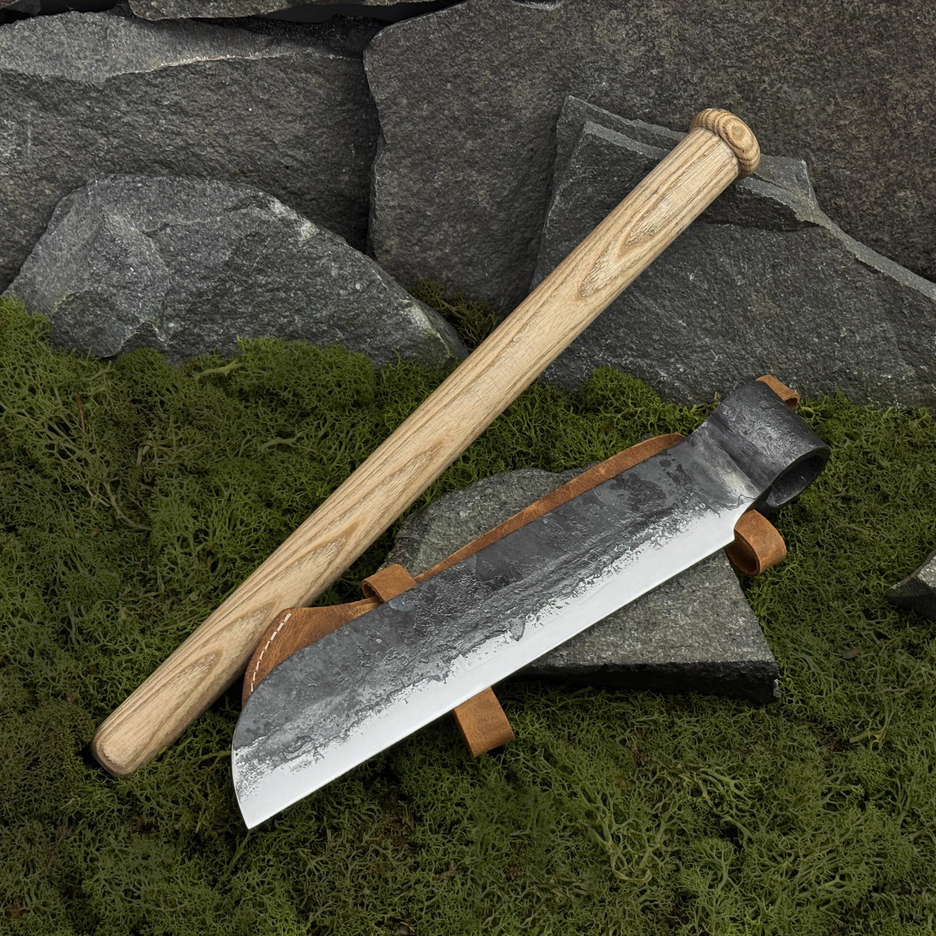 Hand Forged Froe, Wood Splitting Tool With Leather Case, Carbon Steel ...