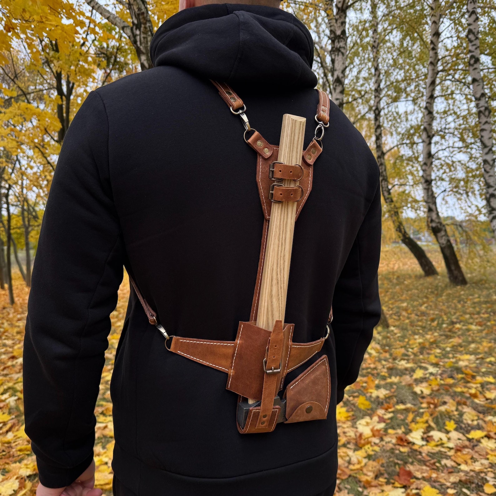 Leather Axe Case With Adjustable Straps. Crazy Horse Leather Axe ...