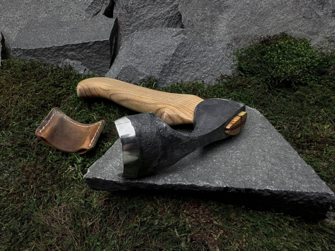 Curved Adze With Leather Case. Wood Carving Tool. Camping Axe ...