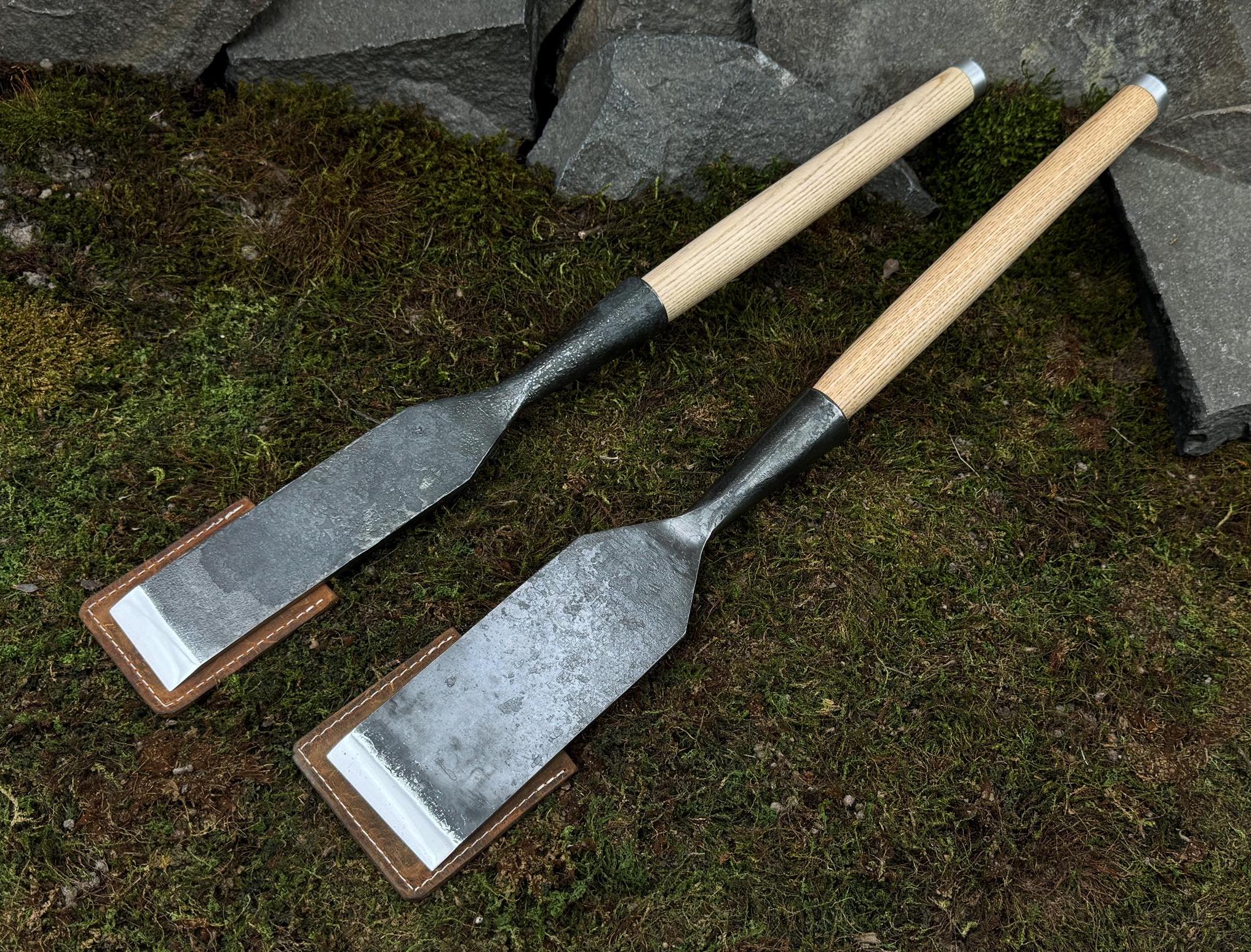 Set 2 PCS Straight Timber Chisel With Leather Cases. Slick Chisels for ...