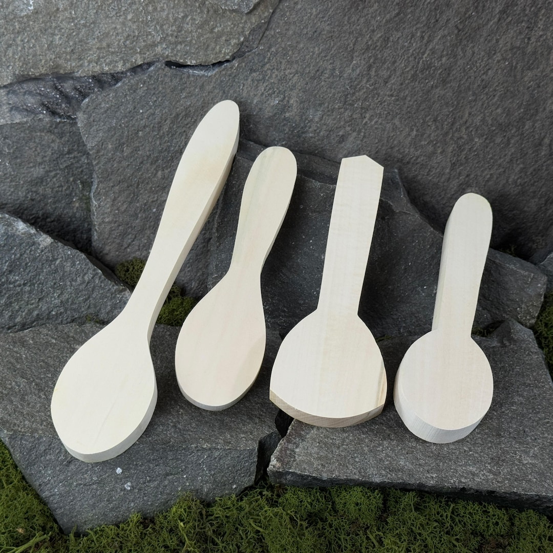 Set of 4 Basswood Spoon Carving Blanks. Mixed Linden Wood Blocks for ...