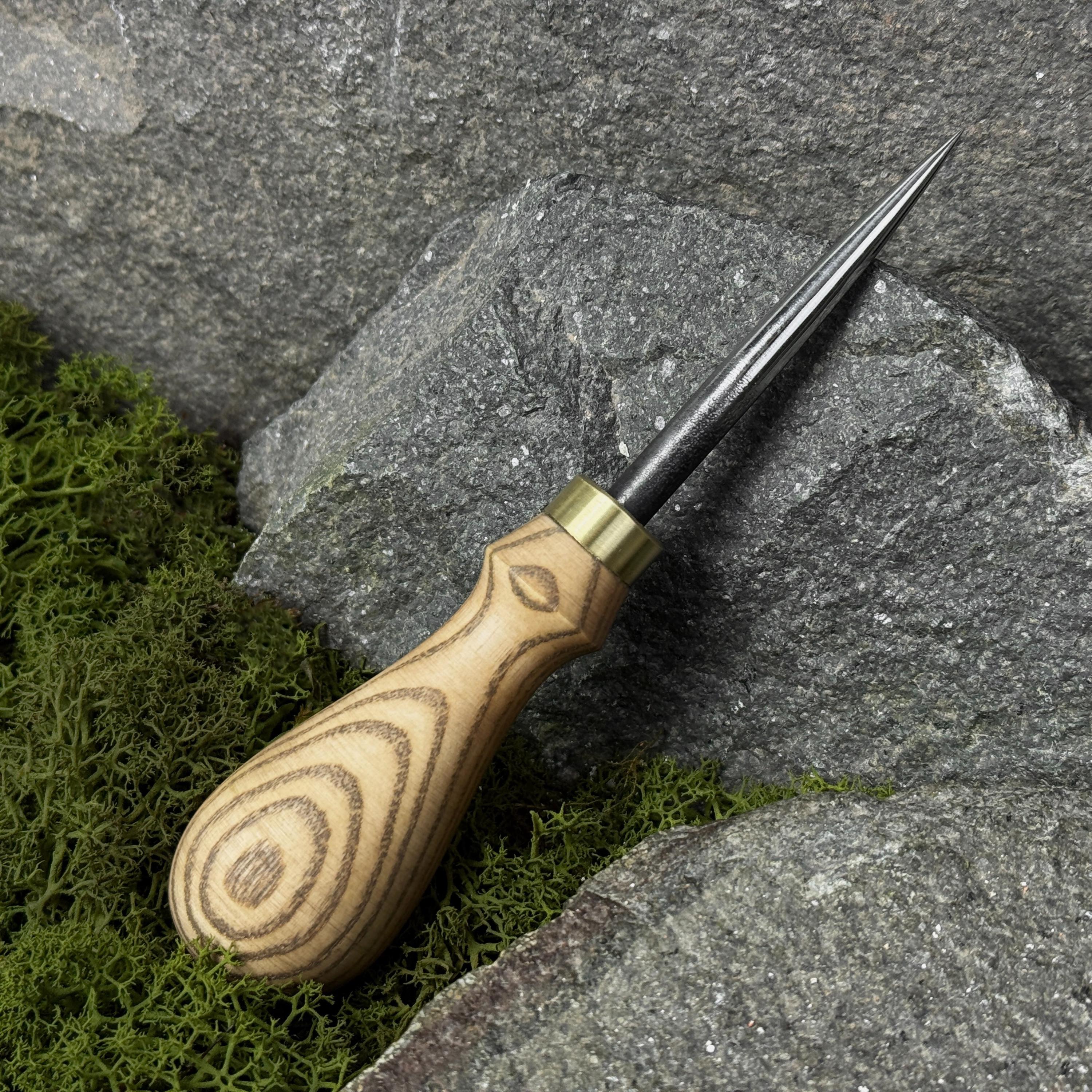 Forged Leather Awl for Stitching and Marking. Tool With Ash Handle and ...
