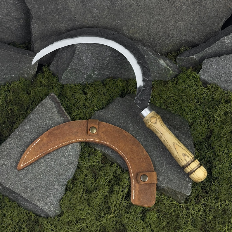Large Garden Sickle With Leather Case. Garden Tool. Sickle for Trimming ...