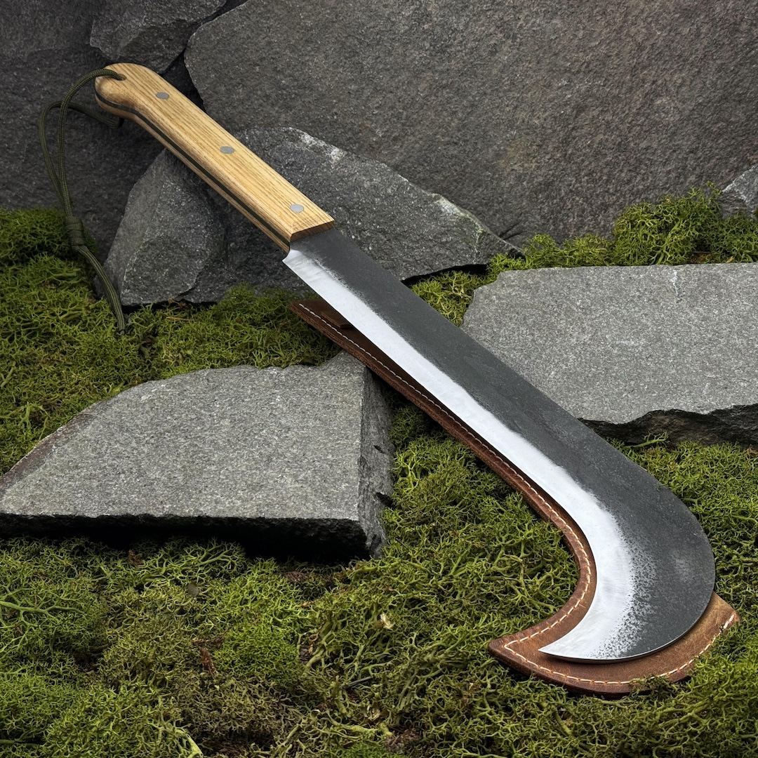 Camping and Bushcraft Machete With Leather Case. Knife for Survival ...