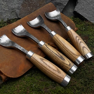 Spoon Gouges With Leather Case. Bent Gouges for Carving Spoons, Bowls ...