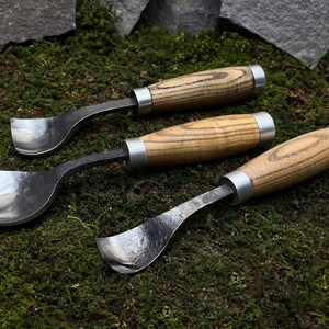 Set of 3 Bowl, Spoon Gouge With Leather Case. Curved Gouges. Wood Carving Tools. Bent Gouges ...