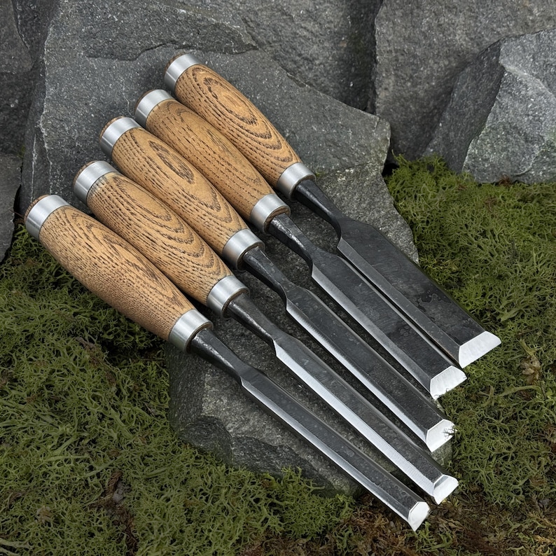 Hand-forged Bevel Edge Chisels; Carbon Steel Blades, Ash Handles ...