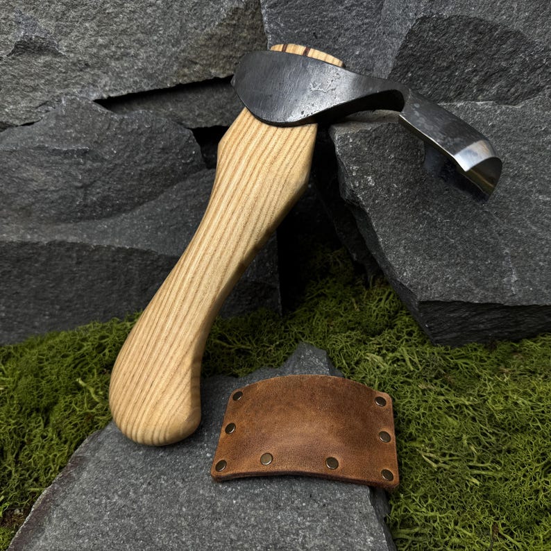 Curved Adze With Leather Case. Wood Carving Tool. Camping Axe ...