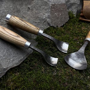 Set of 3 Spoon Gouge With Leather Case. Curved Gouges for Carving ...