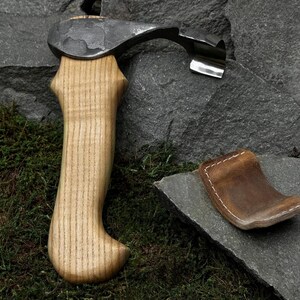 Curved Adze With Leather Case. Wood Carving Tool. Camping Axe ...