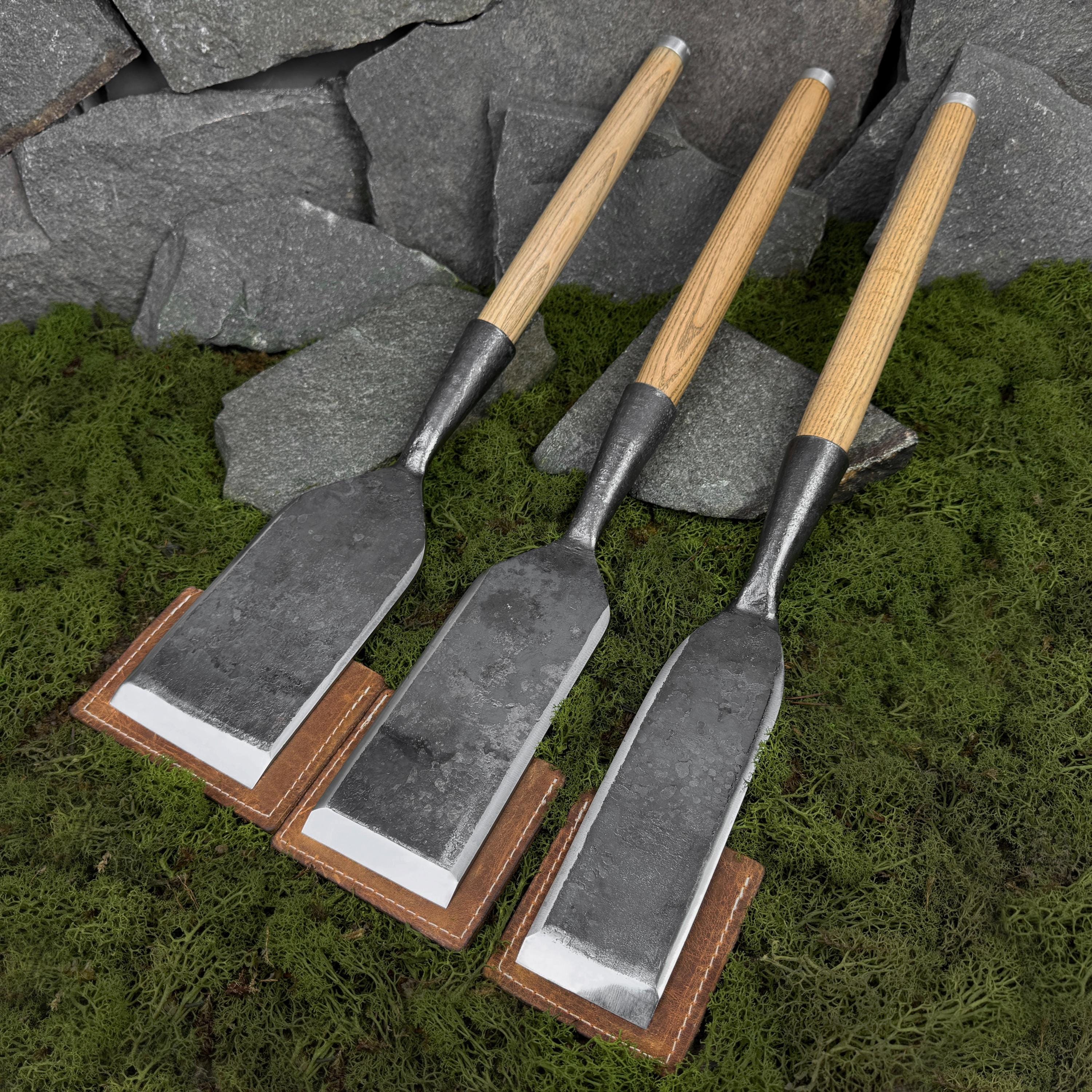 Timber Framing Chisels – Hand Forged Curved Slick Chisels – Set of 3 or ...