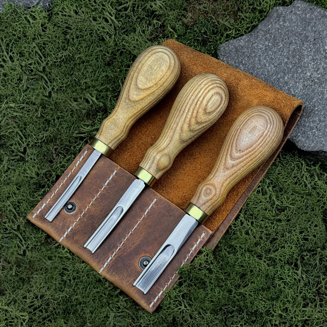 Set of 3 Edge Skiver With Leather Case. French Skiver. Knives for ...