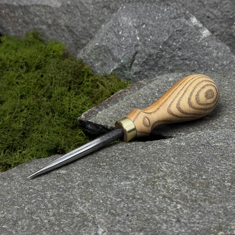 Forged Leather Awl for Stitching and Marking. Tool With Ash Handle and ...