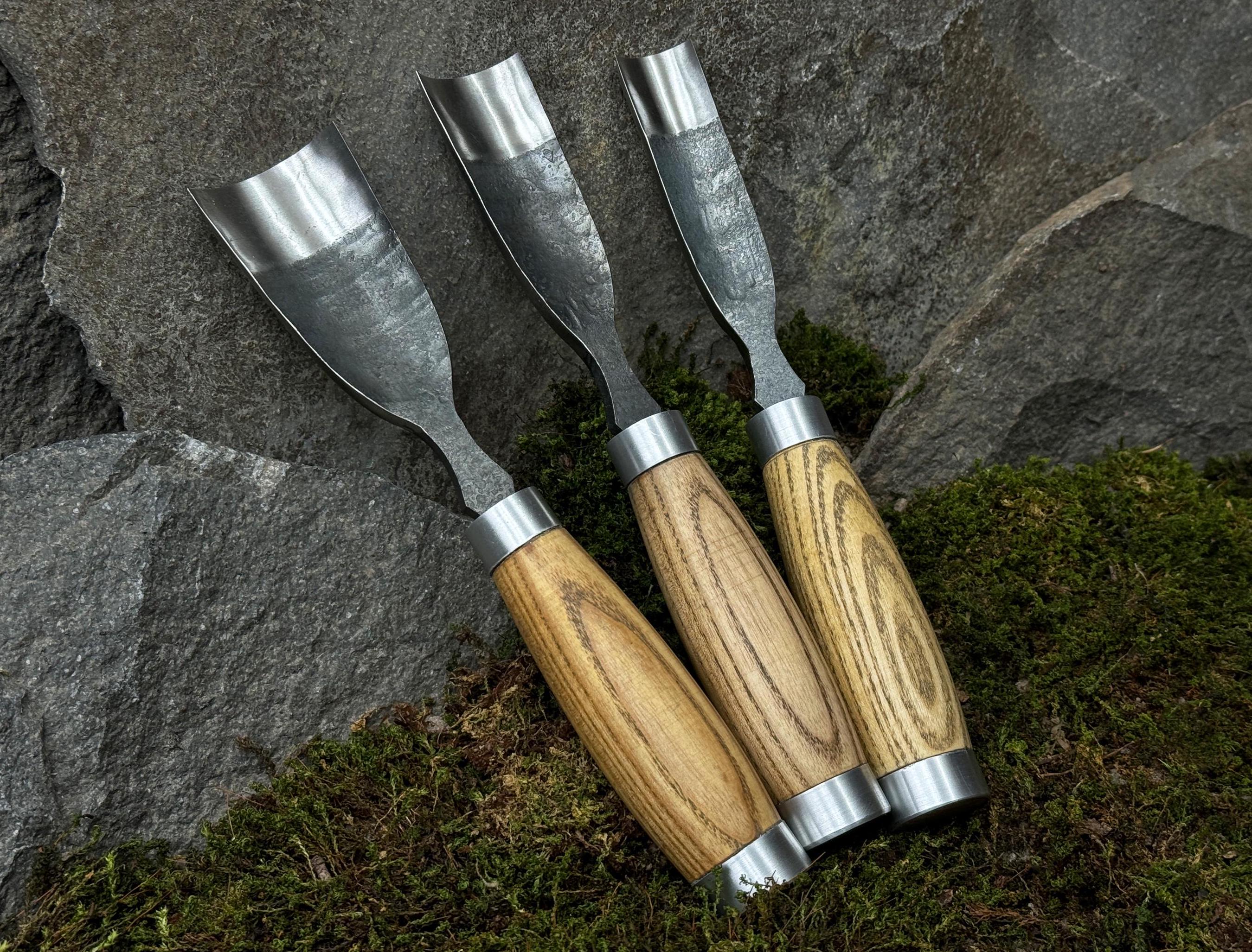 Set of 3 Wood Carving Gouge With Leather Case. Chisels for Woodworkers ...