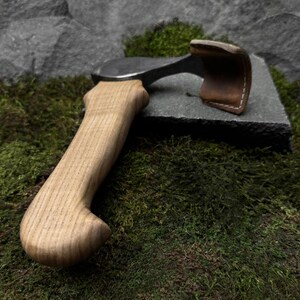 Curved Adze With Leather Case. Wood Carving Tool. Camping Axe ...