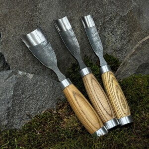 Set of 3 Wood Carving Gouge With Leather Case. Chisels for Woodworkers ...
