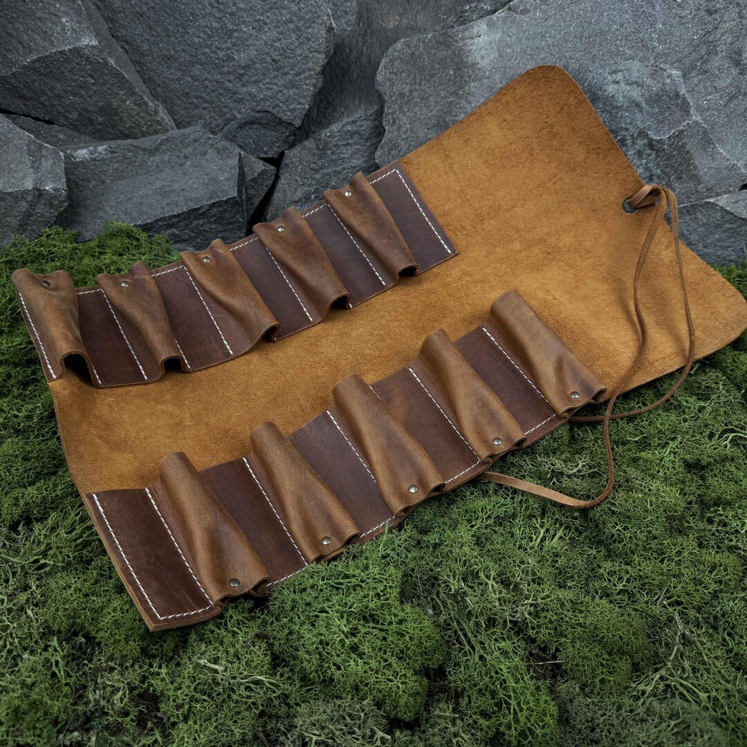 Leather Tool Roll. Leather Case for Wood Carving Tools, Bushcraft ...