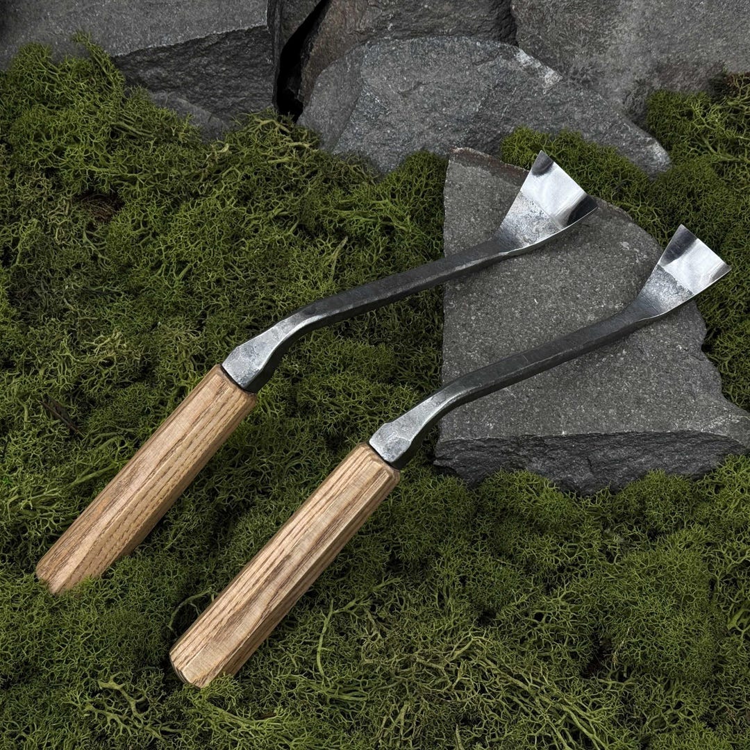 2-piece Swan Neck Gouge Set for Beginners. Bent Gouge for Spoon Carving. Large Gouge for ...