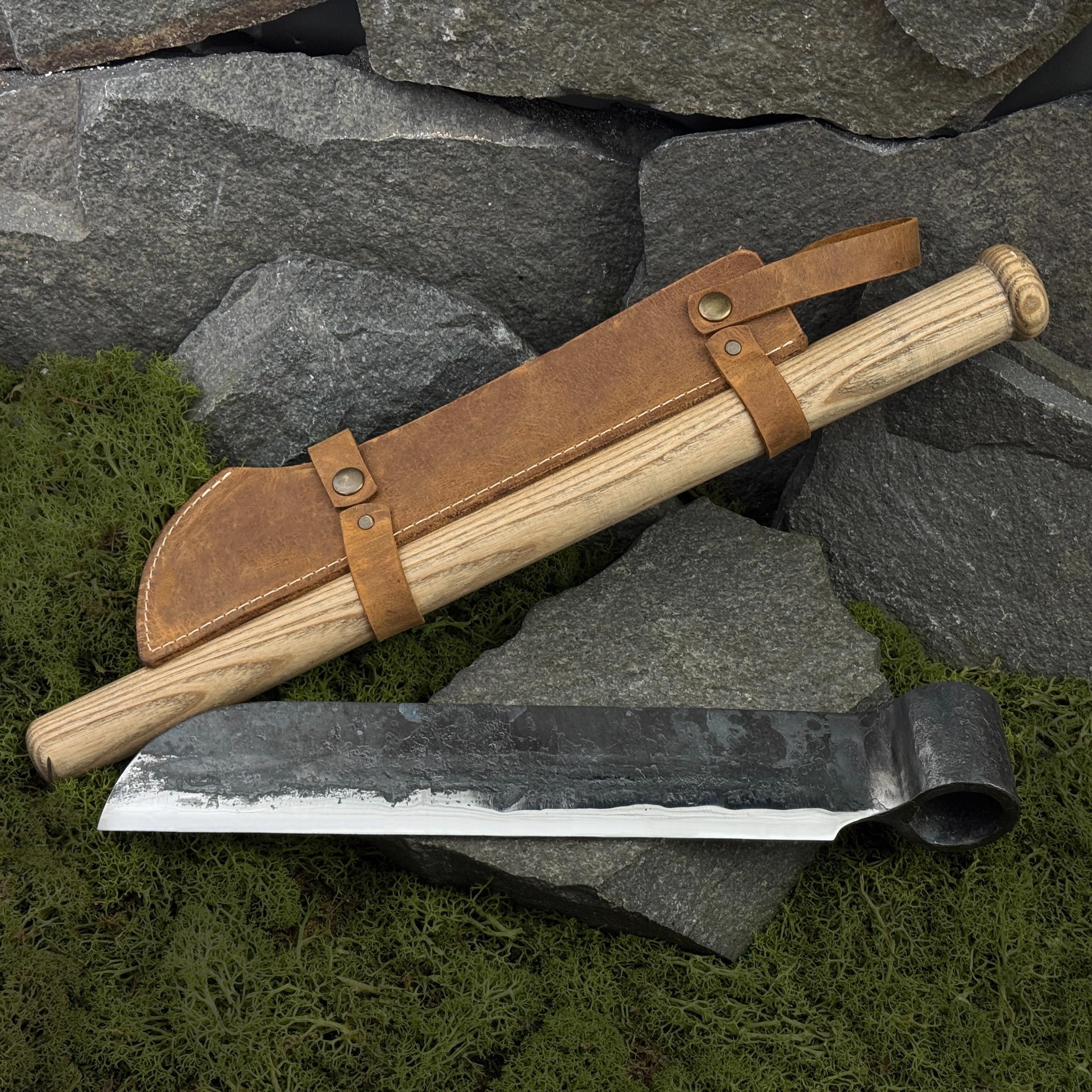 Hand Forged Froe, Wood Splitting Tool With Leather Case, Carbon Steel ...