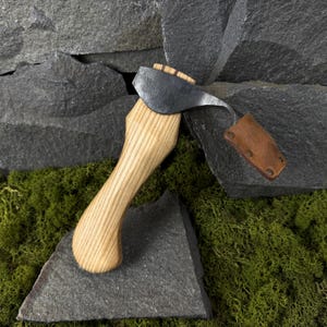 Curved Adze With Leather Case. Wood Carving Tool. Camping Axe ...