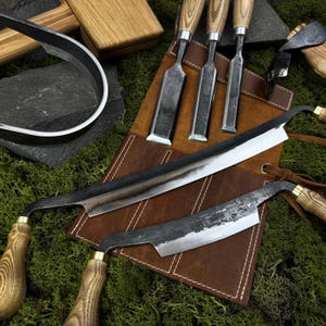 Set of 8 Chair Making Tools With Leather Cases. Woodworking Tools ...