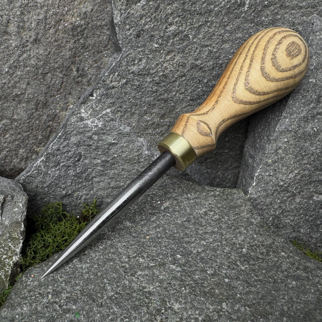 Forged Leather Awl for Stitching and Marking. Tool With Ash Handle and ...