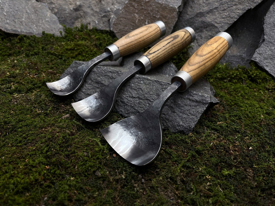 Set of 3 Bowl, Spoon Gouge With Leather Case. Curved Gouges. Wood ...