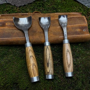 Spoon Gouges With Leather Case. Wood Carving. Curved Gouges for Carving ...