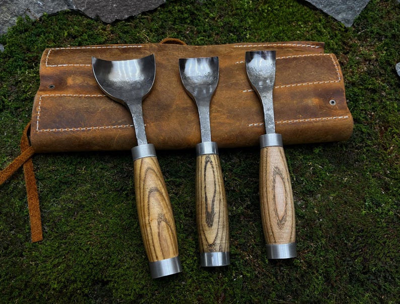 Spoon Gouges With Leather Case Wood Carving Curved Gouges For Carving 0298
