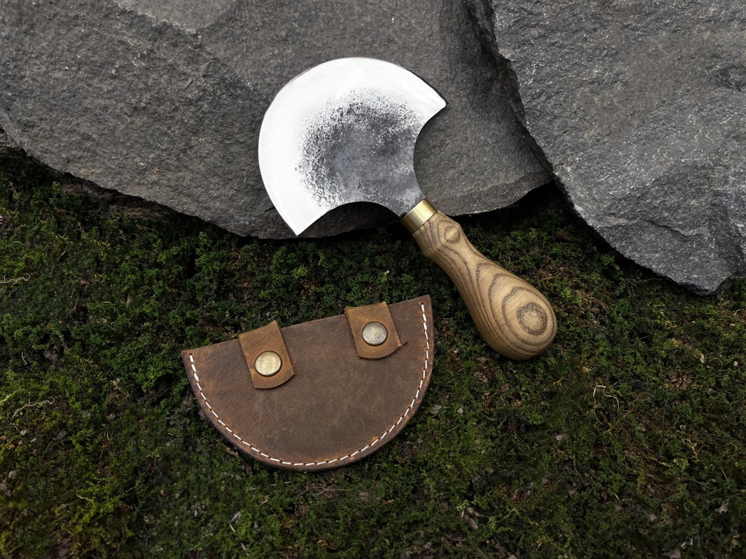Big Half Moon Knife With Leather Case. Leather Skiving Knife ...