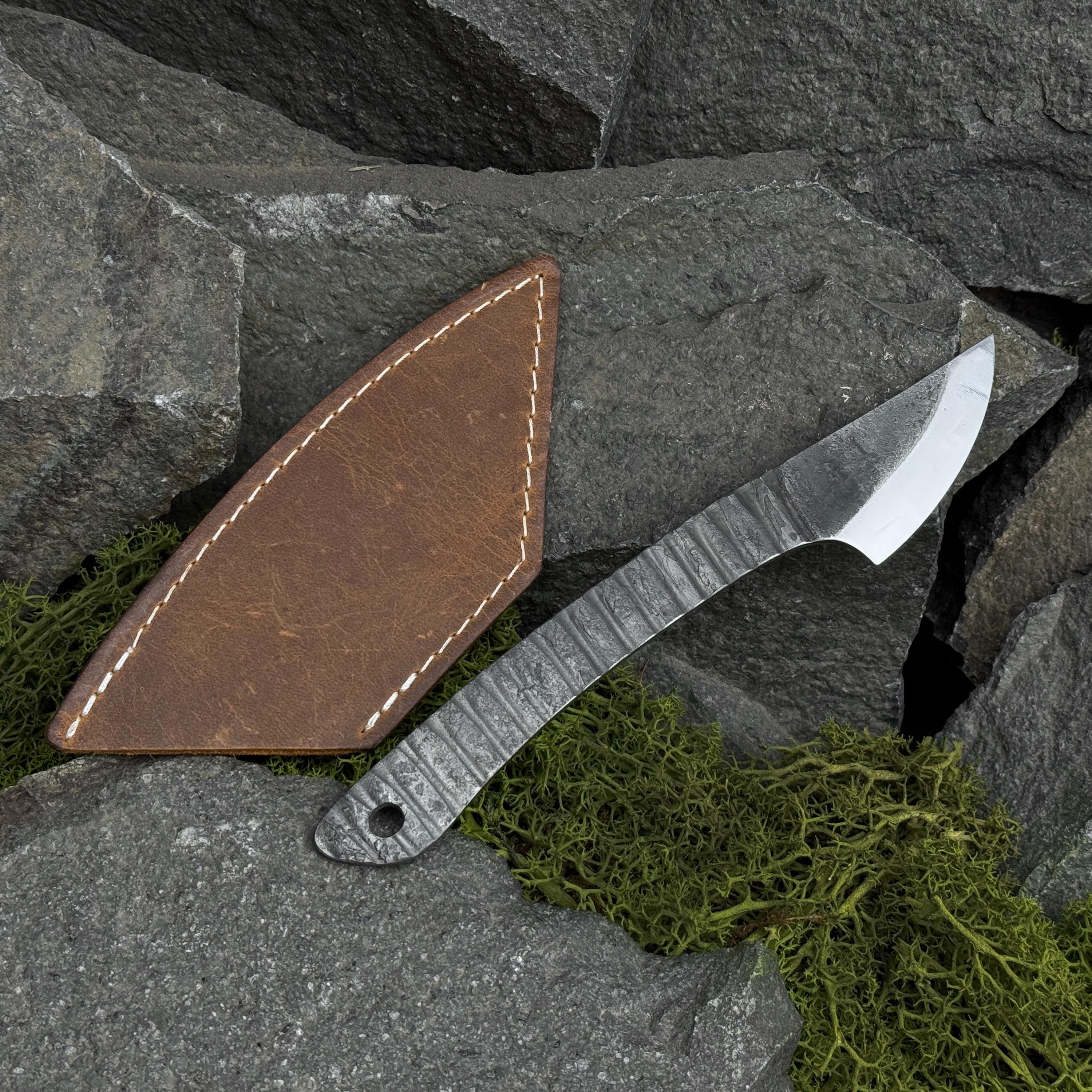 Japanese Kiridashi With Leather Case. Rounded Blade. Skinning Knife ...