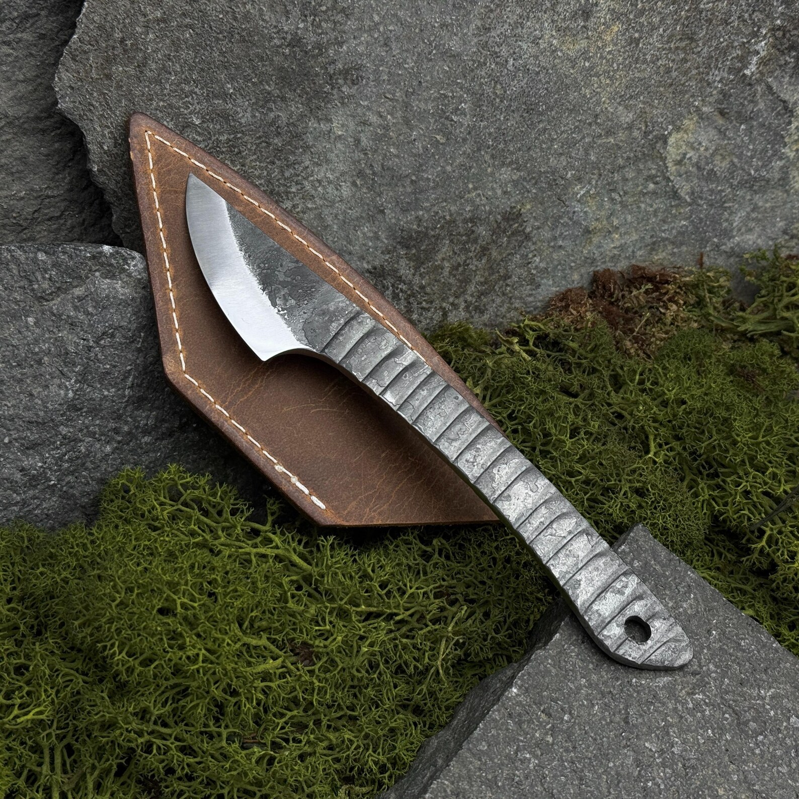 Japanese Kiridashi With Leather Case. Rounded Blade. Skinning Knife ...