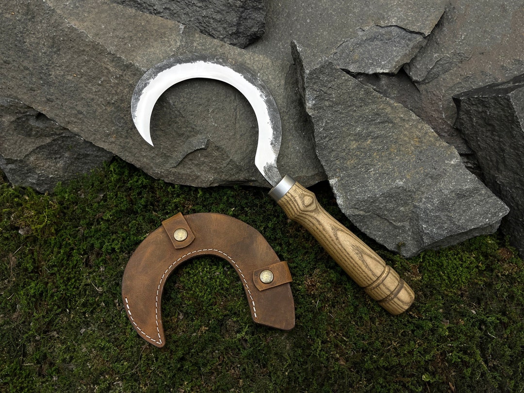 Small Sickle With Leather Case. Gardening Tools. Sickle for Harvesting ...