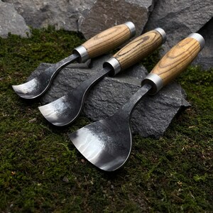 Set of 3 Spoon Gouge With Leather Case. Curved Gouges for Carving ...