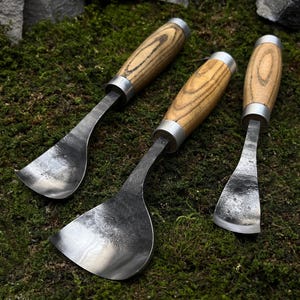 Set of 3 Spoon Gouge With Leather Case. Curved Gouges for Carving ...