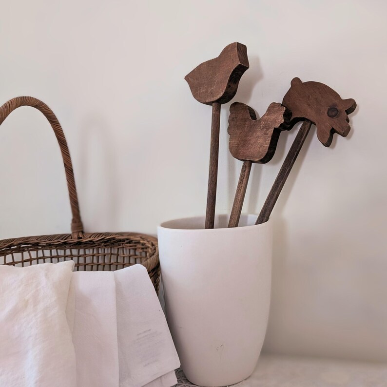 Antique French Wooden Spoon Set Hand Carved Cottage Core Rustic Kitchen ...