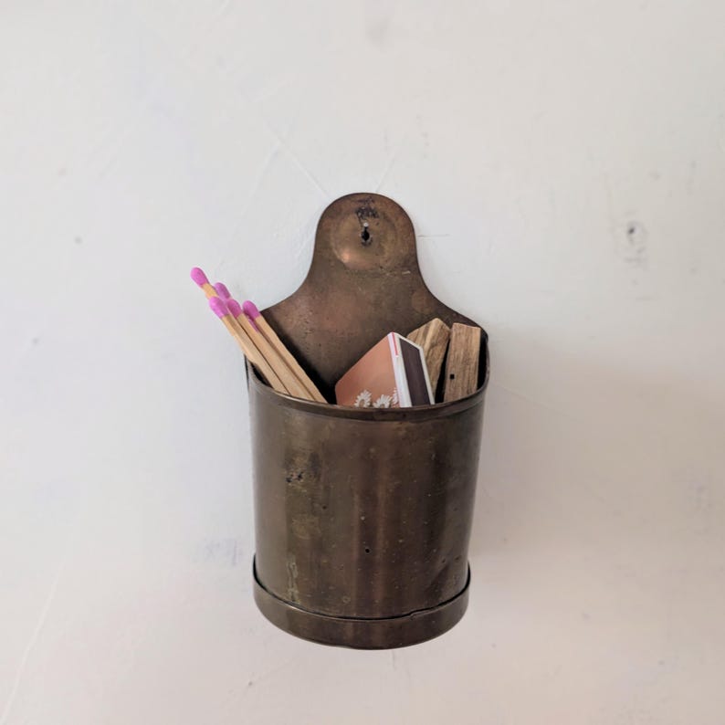 Vintage Brass Matchstick Caddy With Striker - Etsy