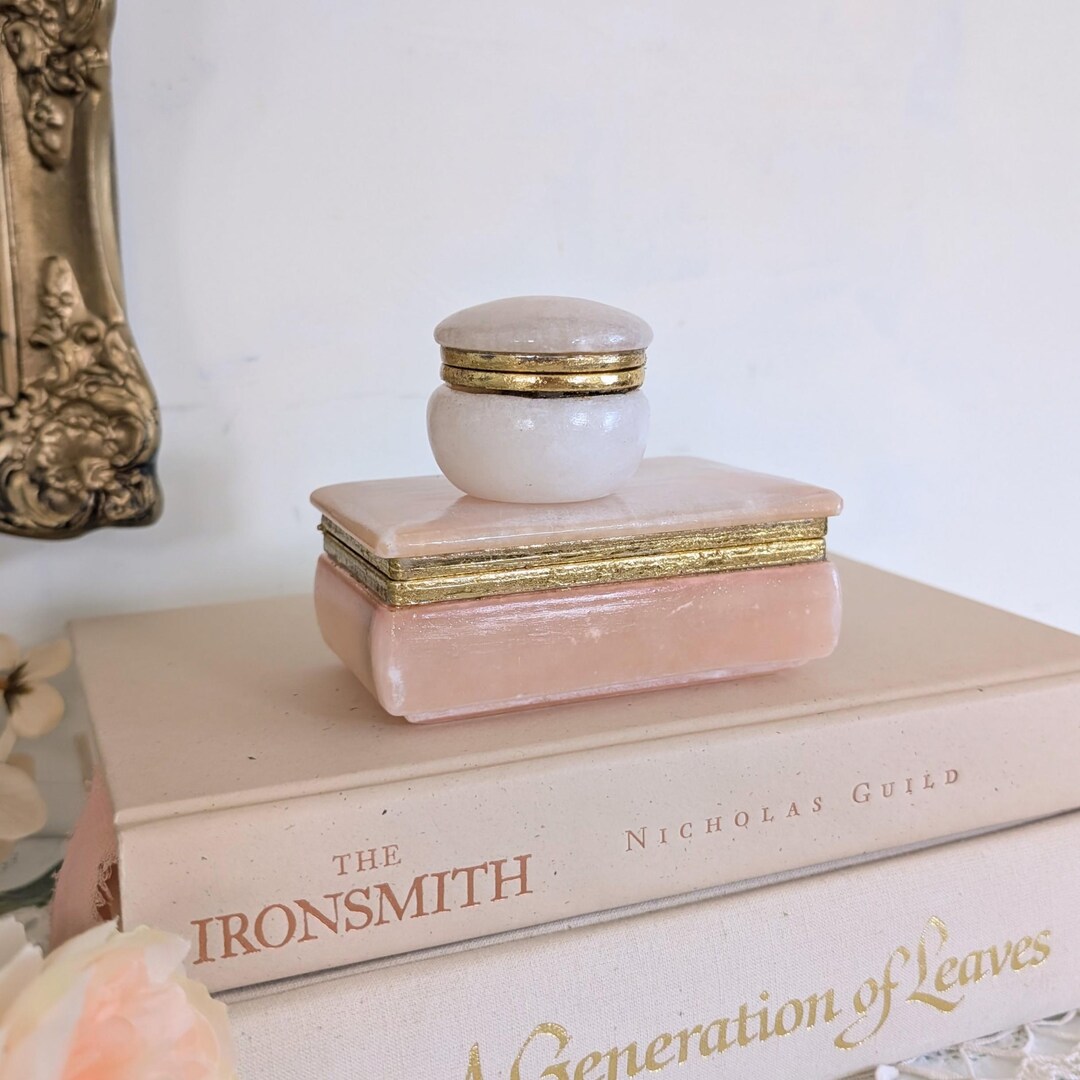 Pair of Vintage Alabaster Jewel Boxes - Etsy